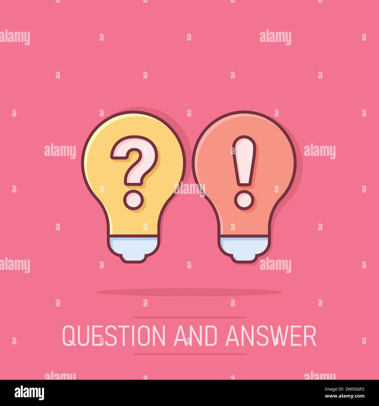 Problem solution icon in comic style. Light bulb idea vector cartoon ...