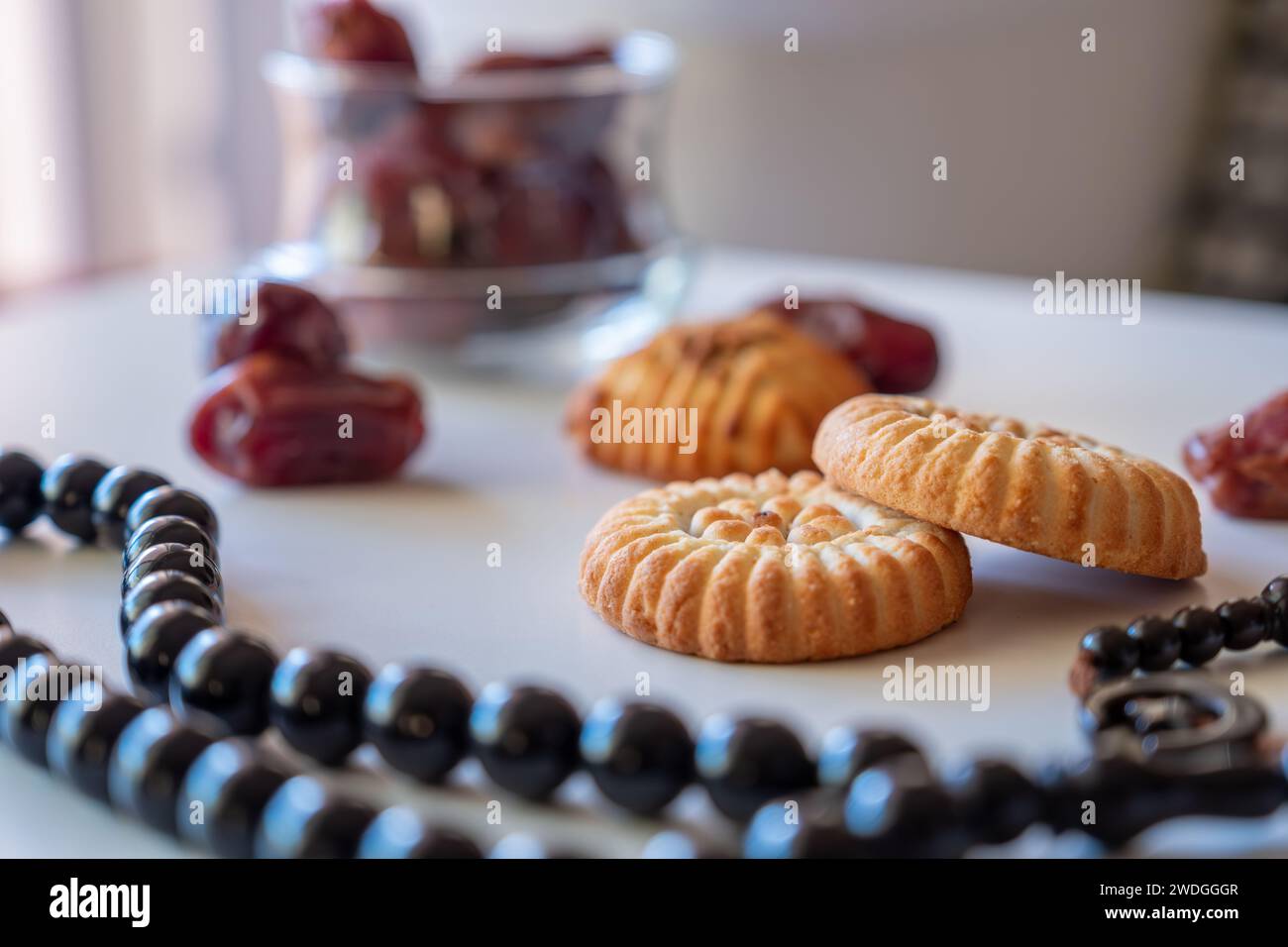 Variety of semolina maamoul cookies displayed with crescent ,star and ...
