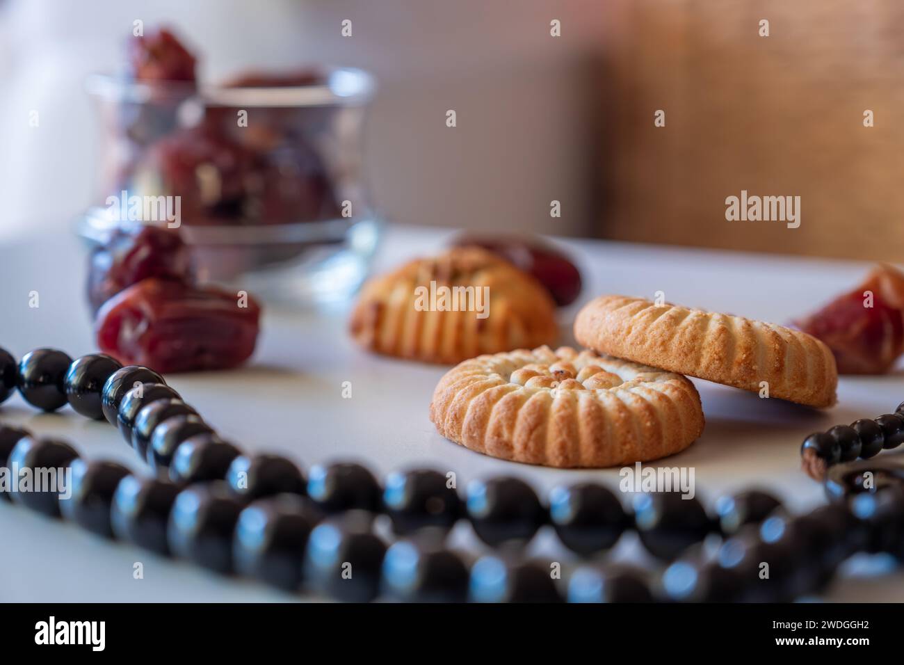 Variety of semolina maamoul cookies displayed with crescent ,star and ...
