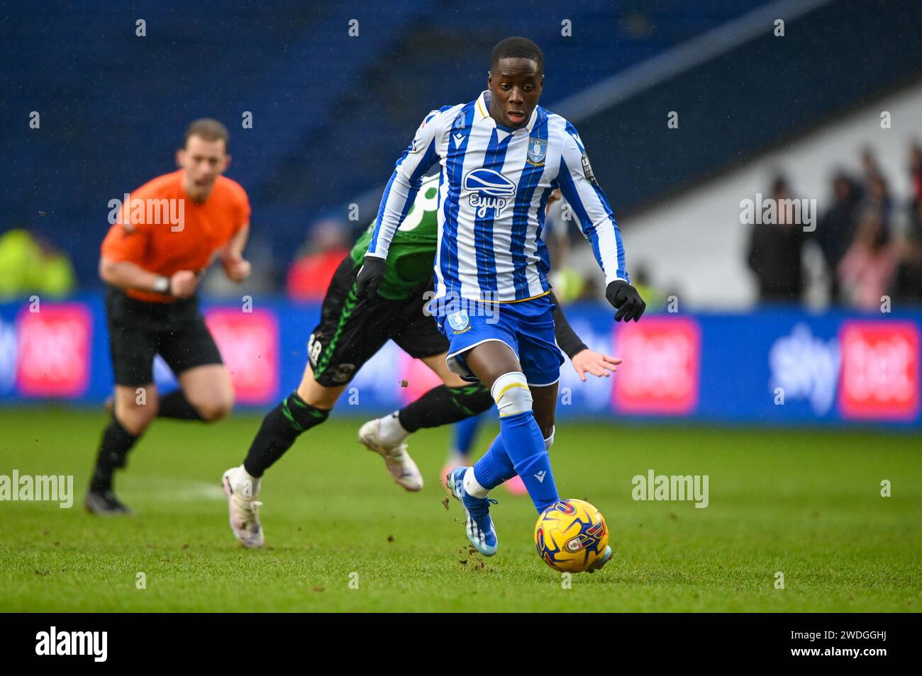 Djeidi Gassama of Sheffield Wednesday runs with the ball during the Sky ...