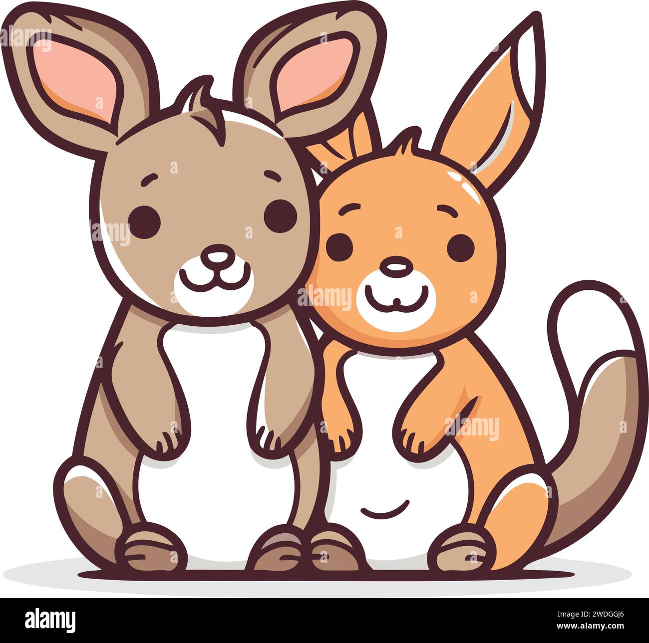 Cute kangaroos. Vector illustration in cartoon style Stock Vector Image ...