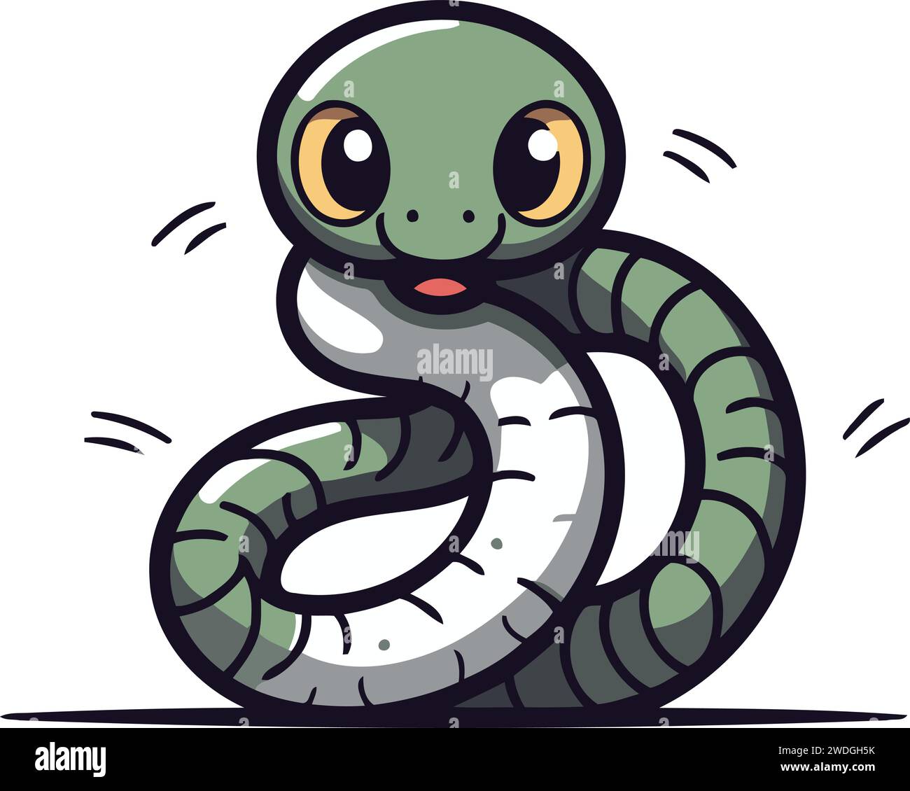 Cute cartoon snake. Vector illustration isolated on a white background ...