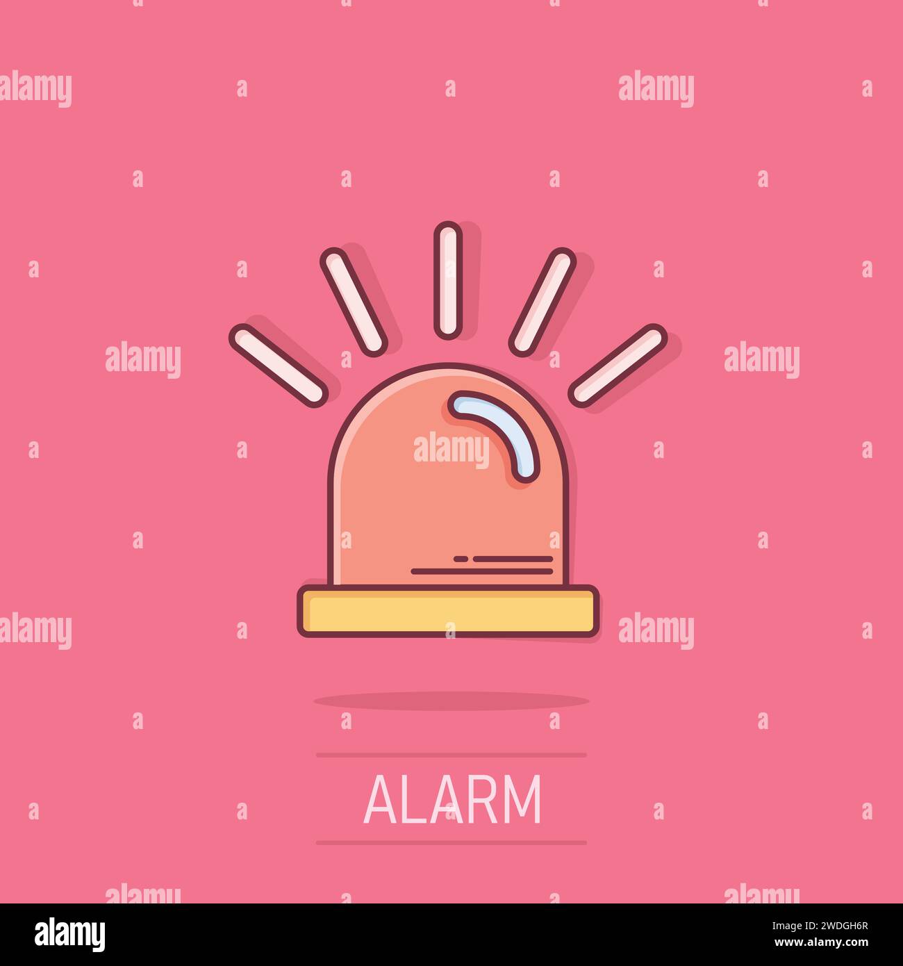 Emergency siren icon in comic style. Police alarm vector cartoon ...