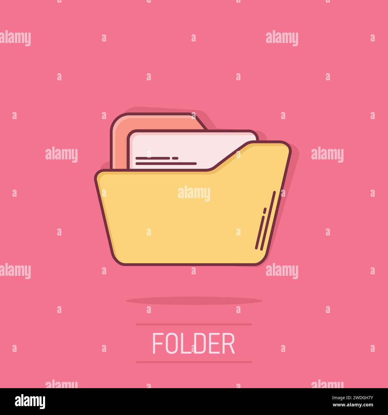 File folder icon in comic style. Documents archive vector cartoon ...