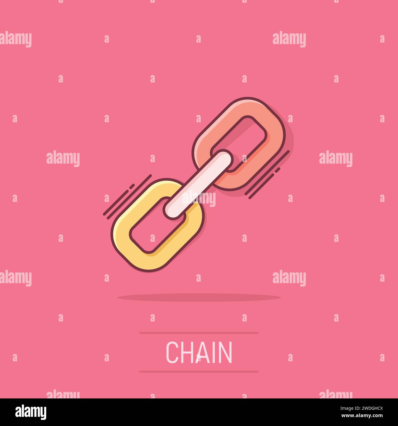 Chain sign icon in comic style. Link vector cartoon illustration on ...