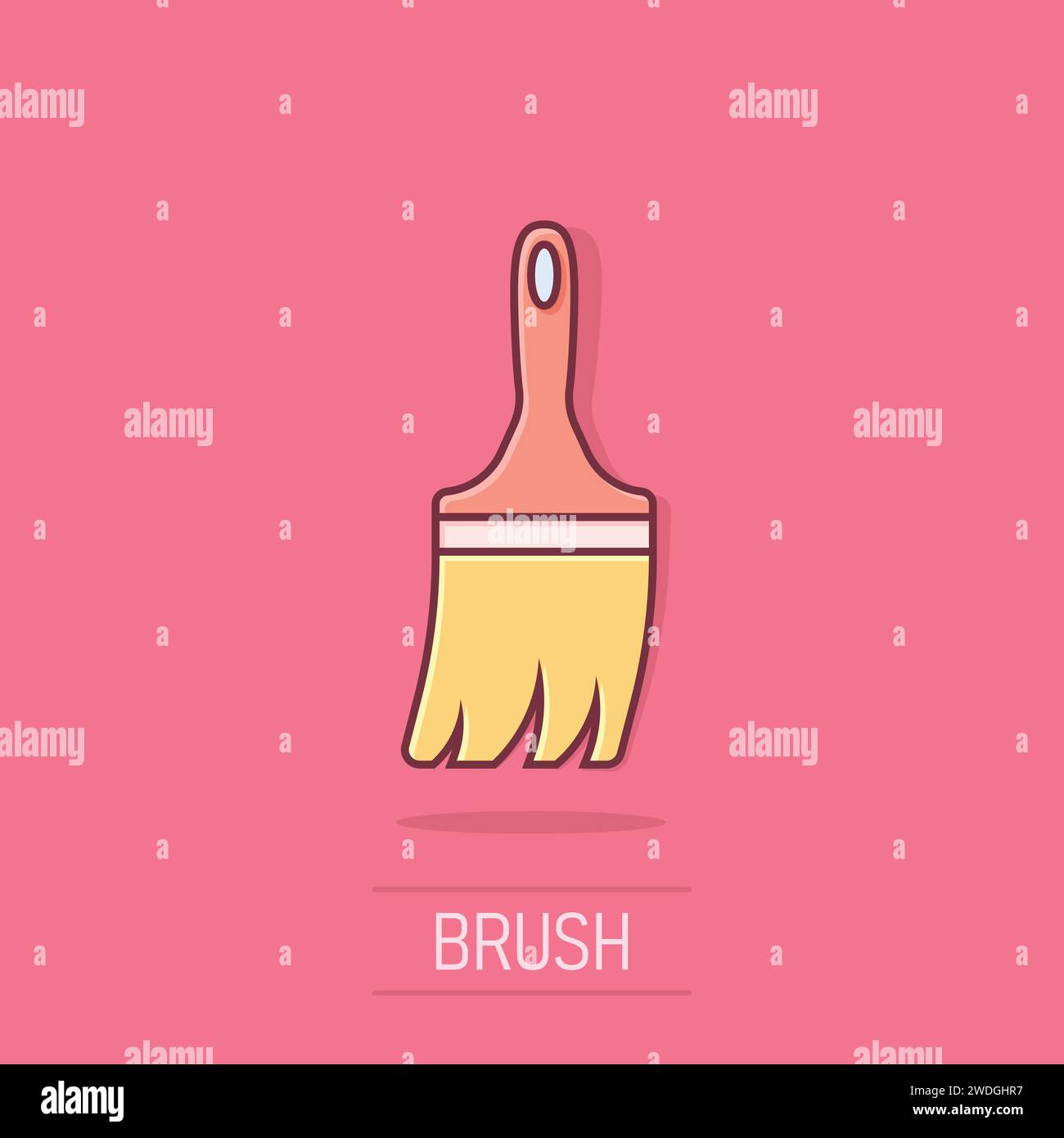 Paint brush sign icon in comic style. Paintbrush vector cartoon ...