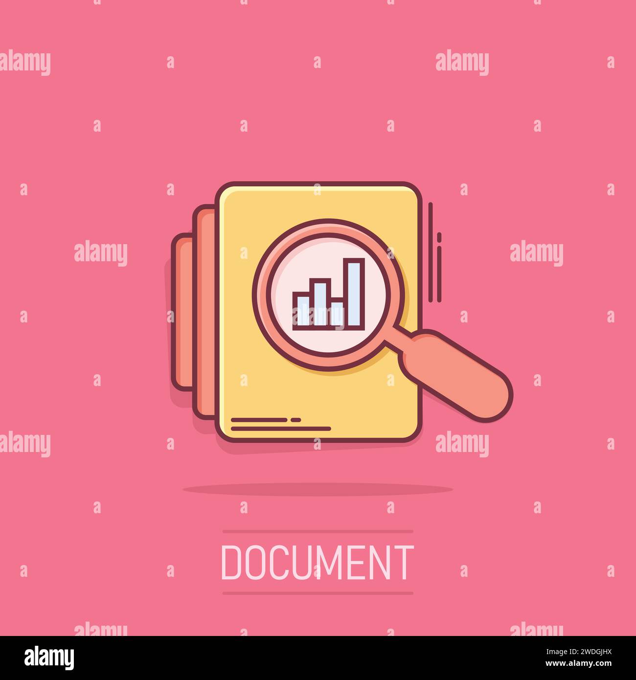 Audit document icon in comic style. Result report vector cartoon ...
