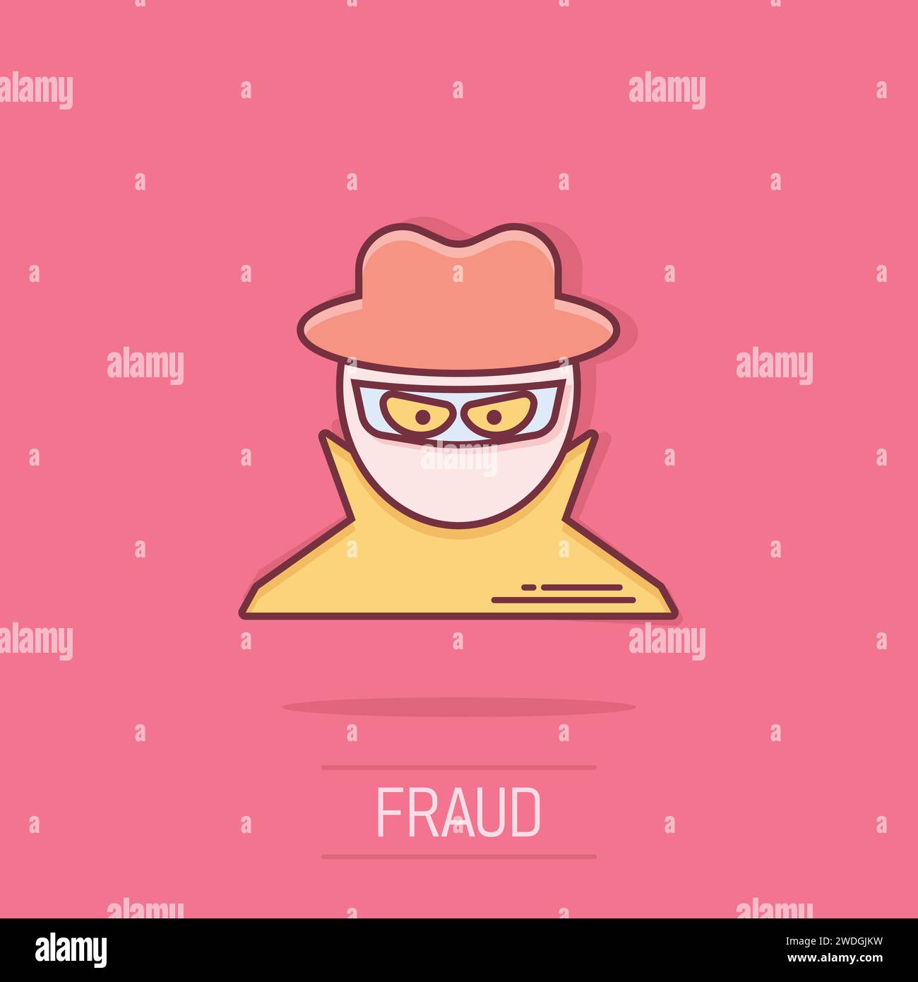 Fraud hacker icon in comic style. Spy cartoon vector illustration on ...