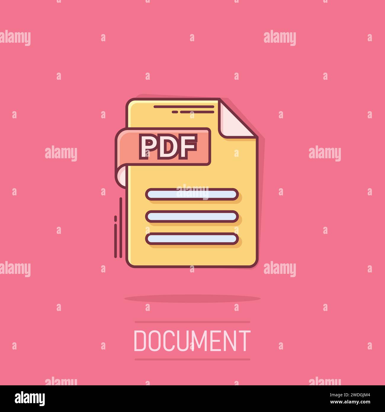 Pdf icon in comic style. Document text vector cartoon illustration on ...