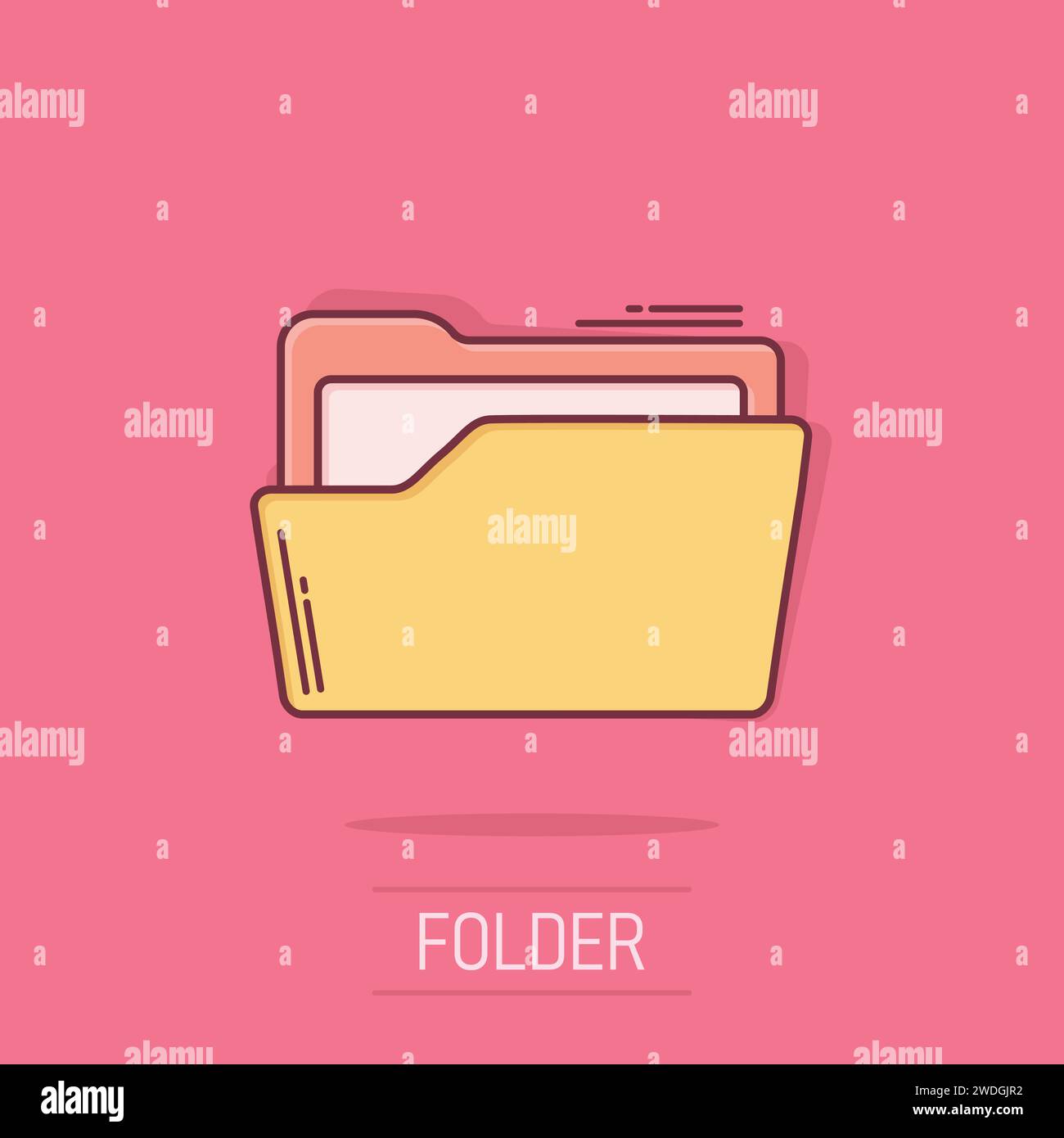 File folder icon in comic style. Documents archive vector cartoon ...