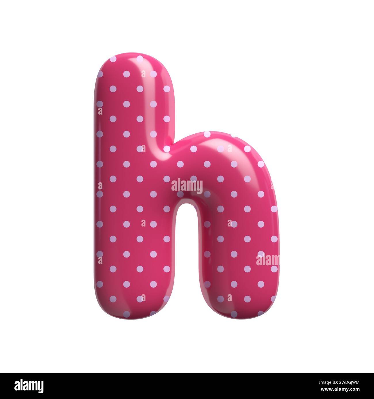 Polka dot letter H - Lower-case 3d pink retro font - Suitable for ...