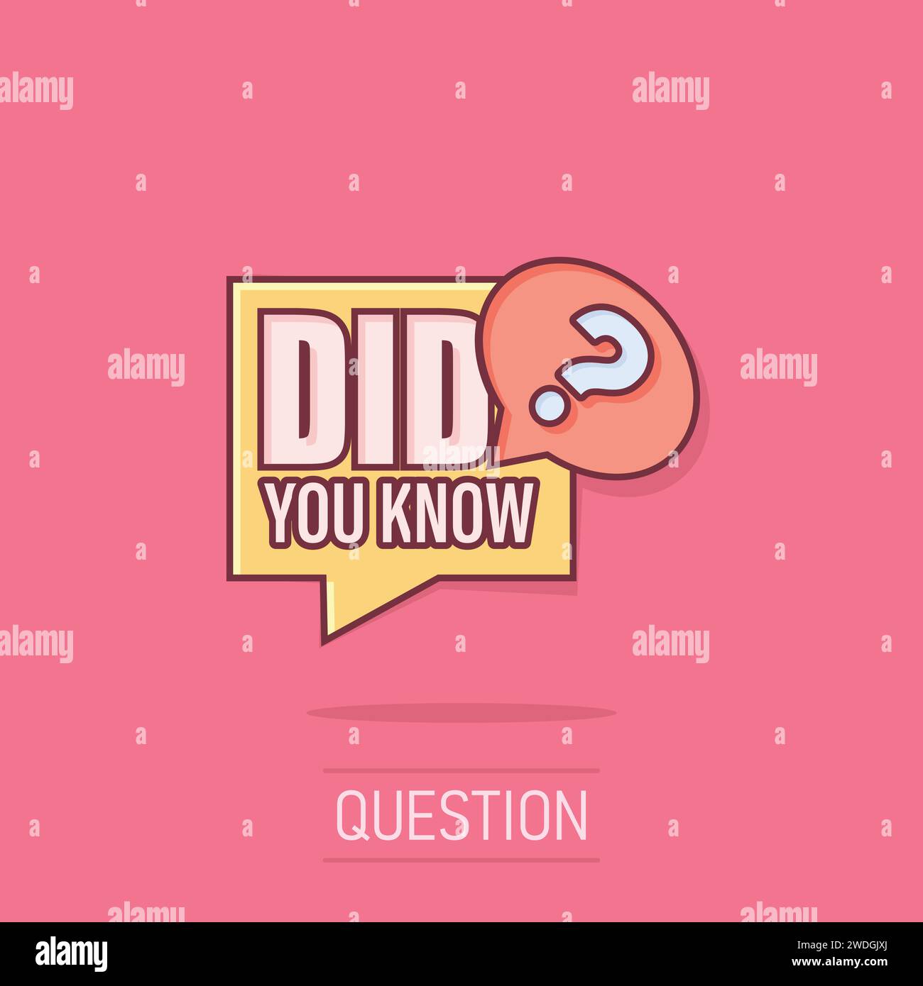 Did You Know icon in comic style. Question mark cartoon vector ...