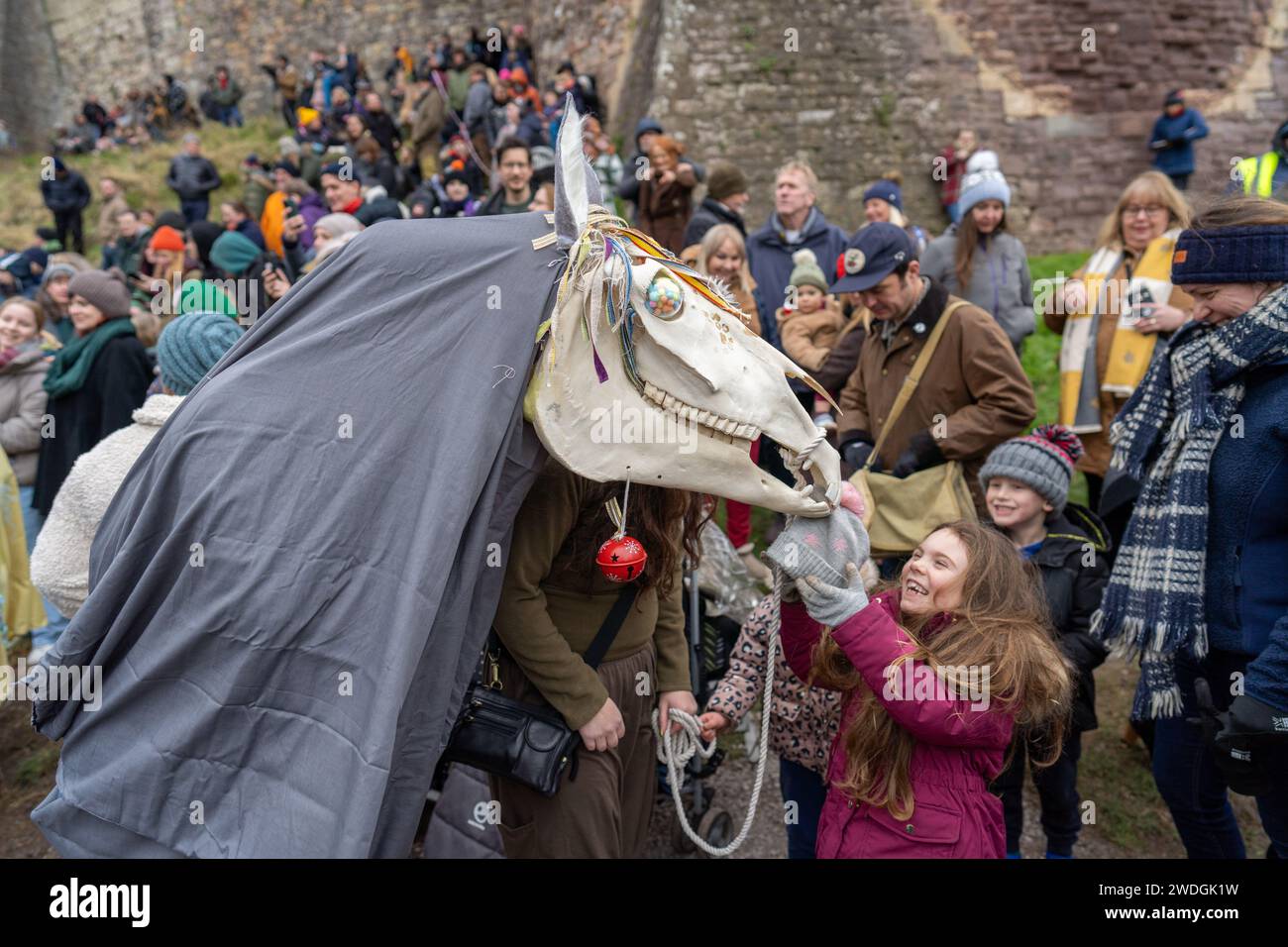 Chepstow, Wales, UK. 20th January 2024. 'Mari Lwyd' or Grey Mare ...