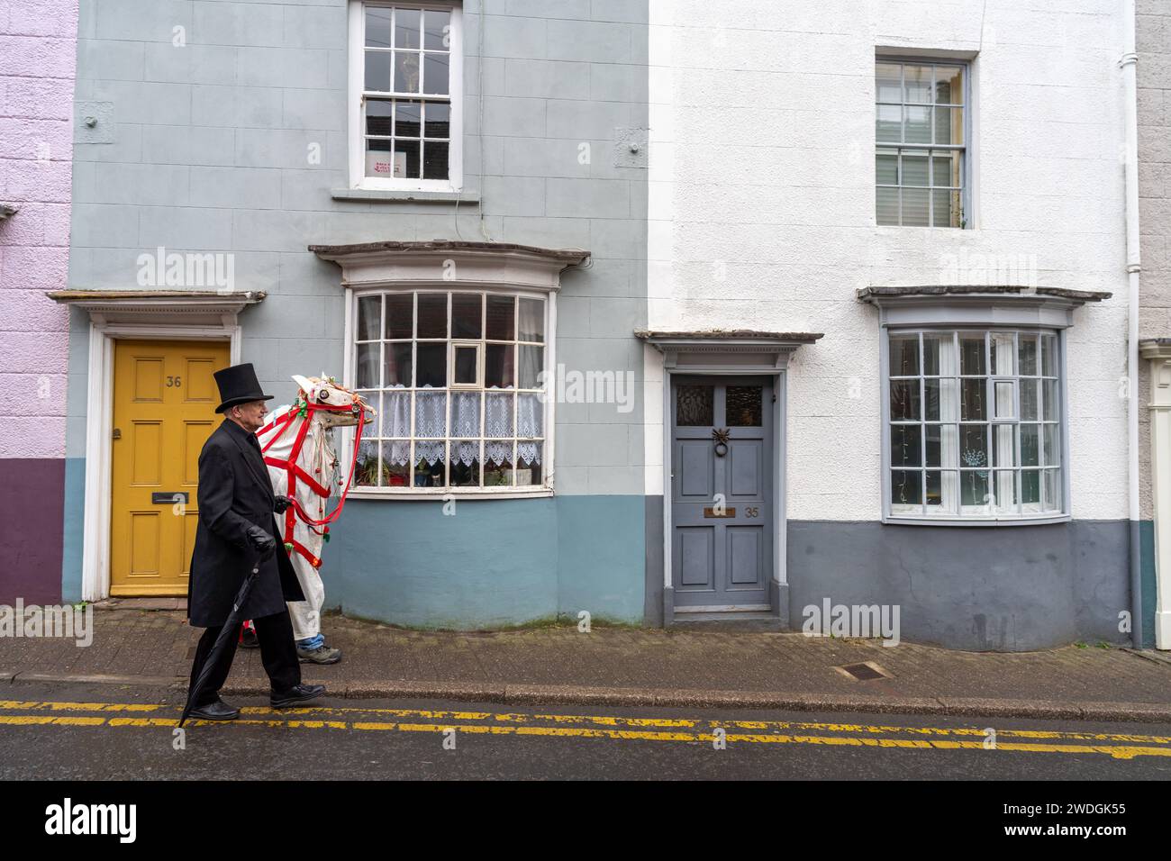 Chepstow, Wales, UK. 20th January 2024. 'Mari Lwyd' or Grey Mare ...