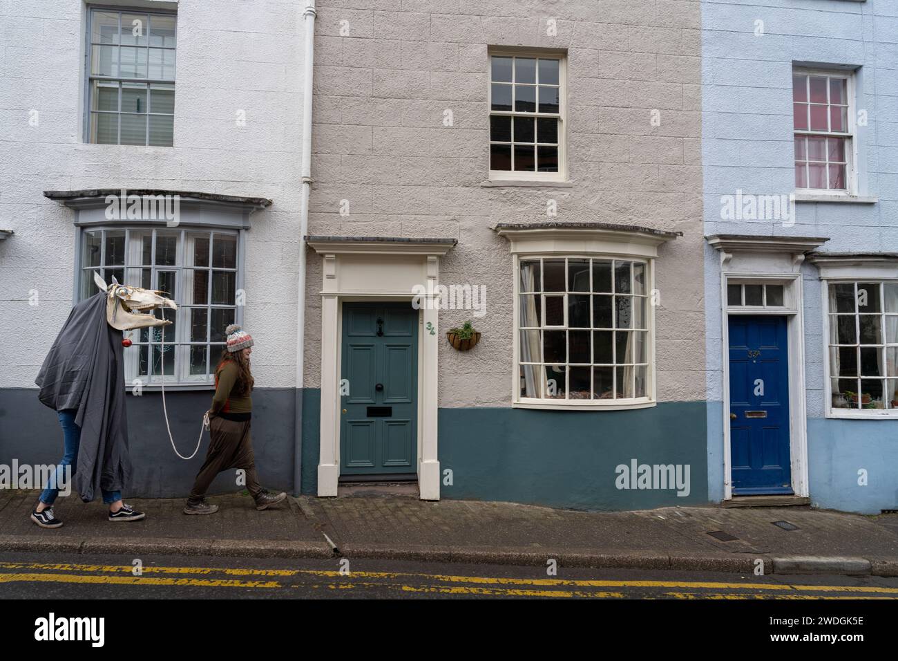 Chepstow, Wales, UK. 20th January 2024. 'Mari Lwyd' or Grey Mare ...