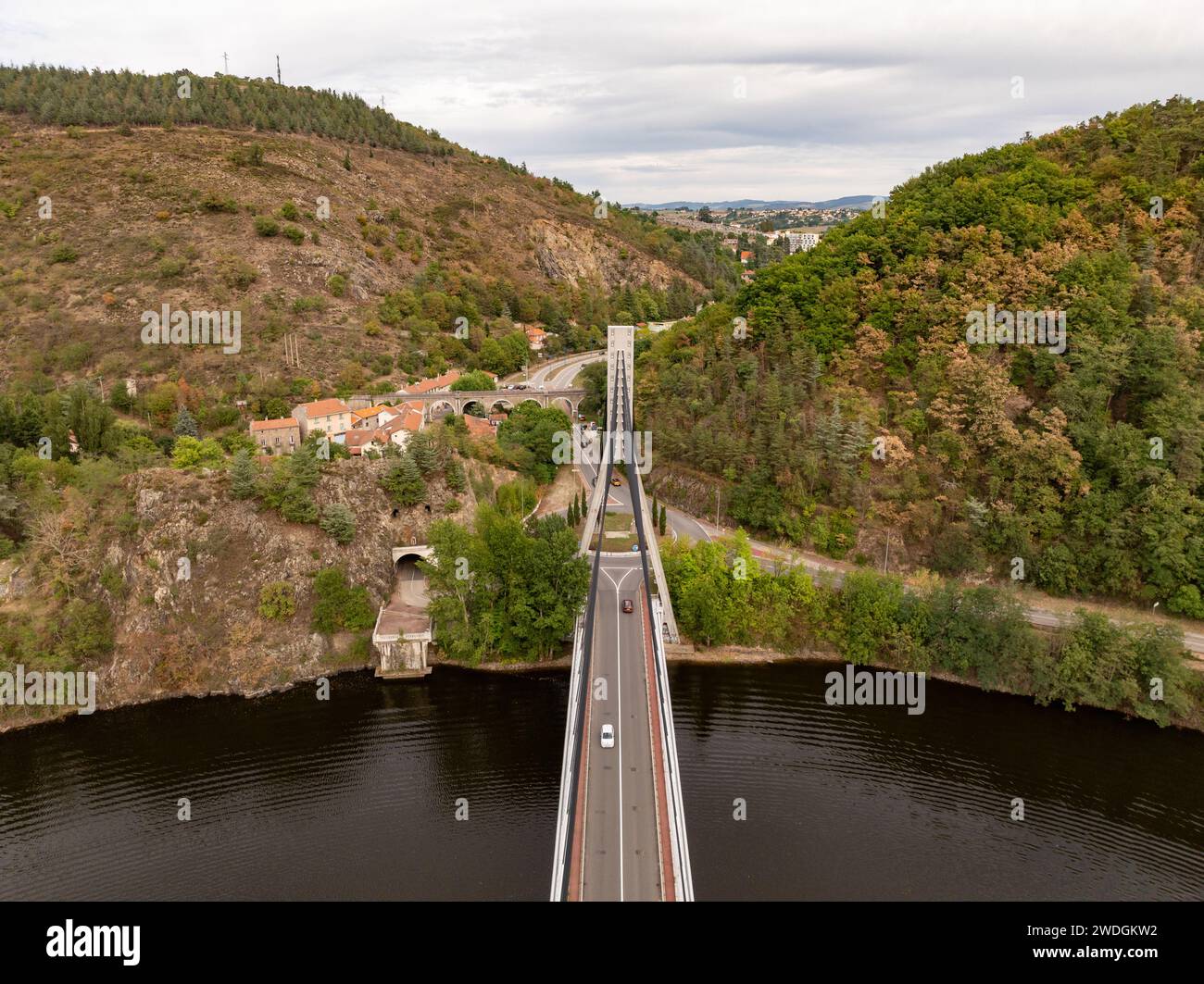 The Pertuiset bridge over the Loire in the Loire Gorges - Cable-stayed ...