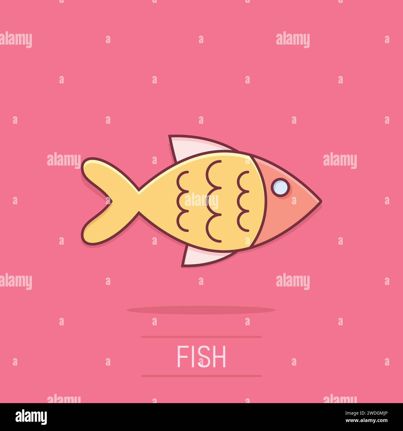 Fish sign icon in comic style. Goldfish vector cartoon illustration on ...
