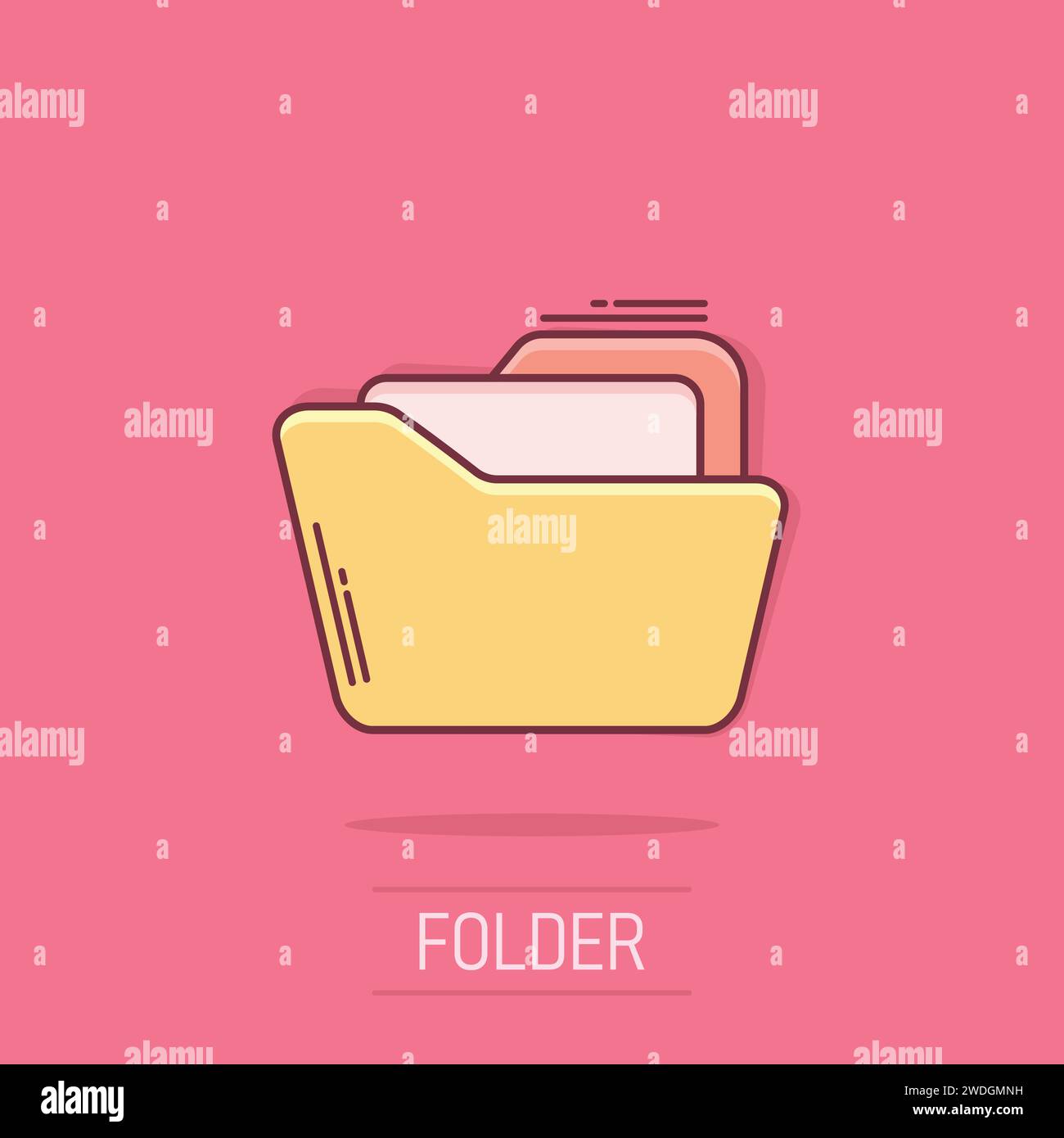 File folder icon in comic style. Documents archive vector cartoon ...