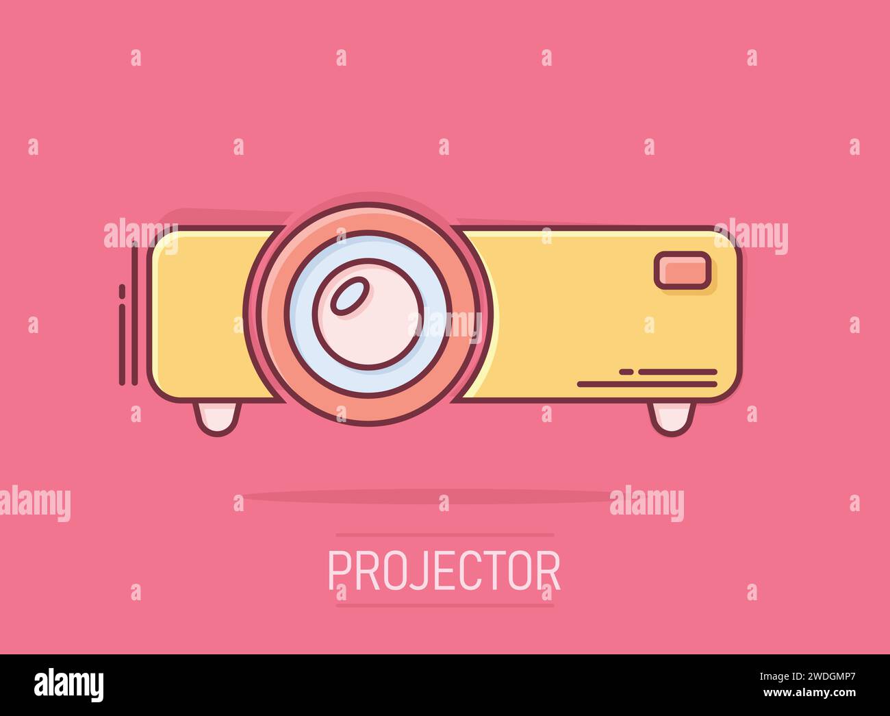 Video projector sign icon in comic style. Cinema presentation device ...