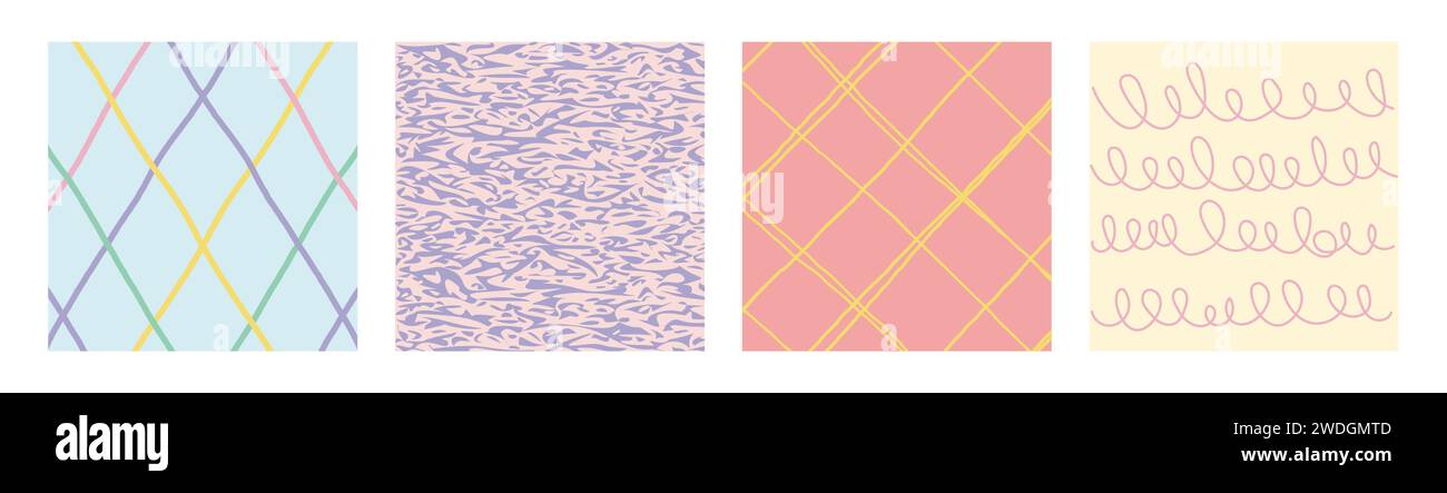 Simple Geometric Hand Drawn Irregular Patterns.Cute Colored Doodle ...