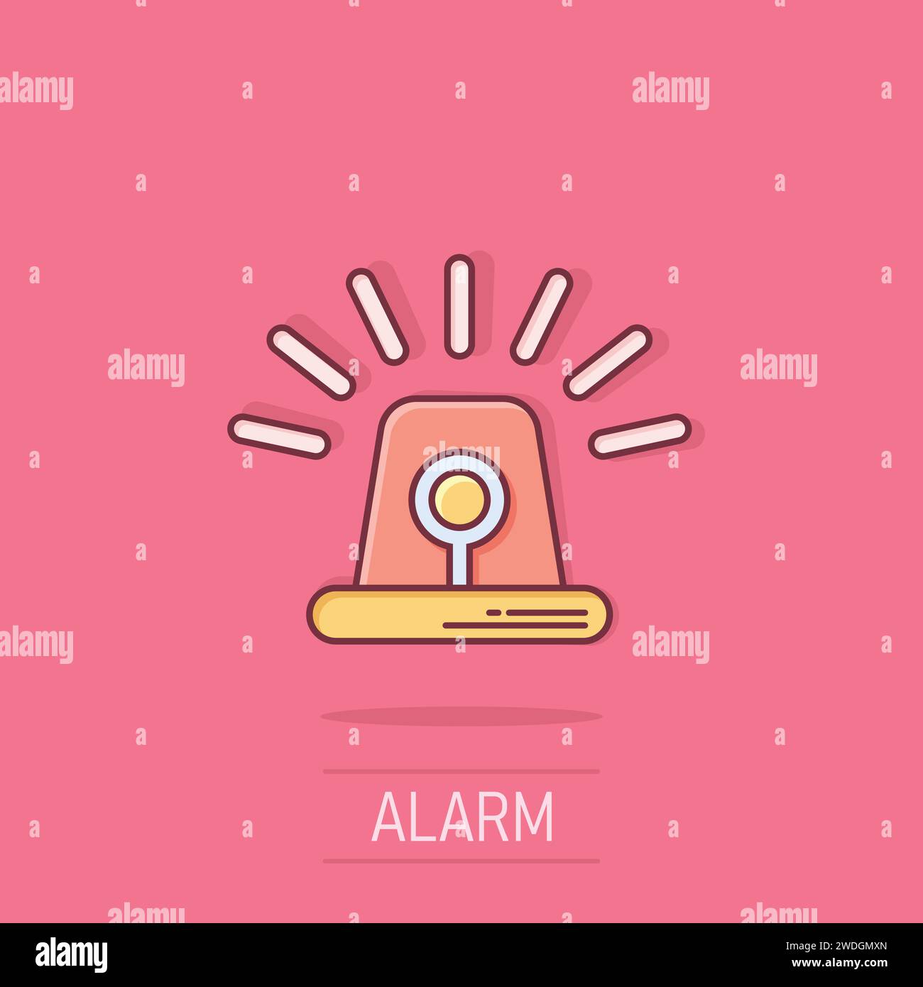 Emergency siren icon in comic style. Police alarm vector cartoon ...