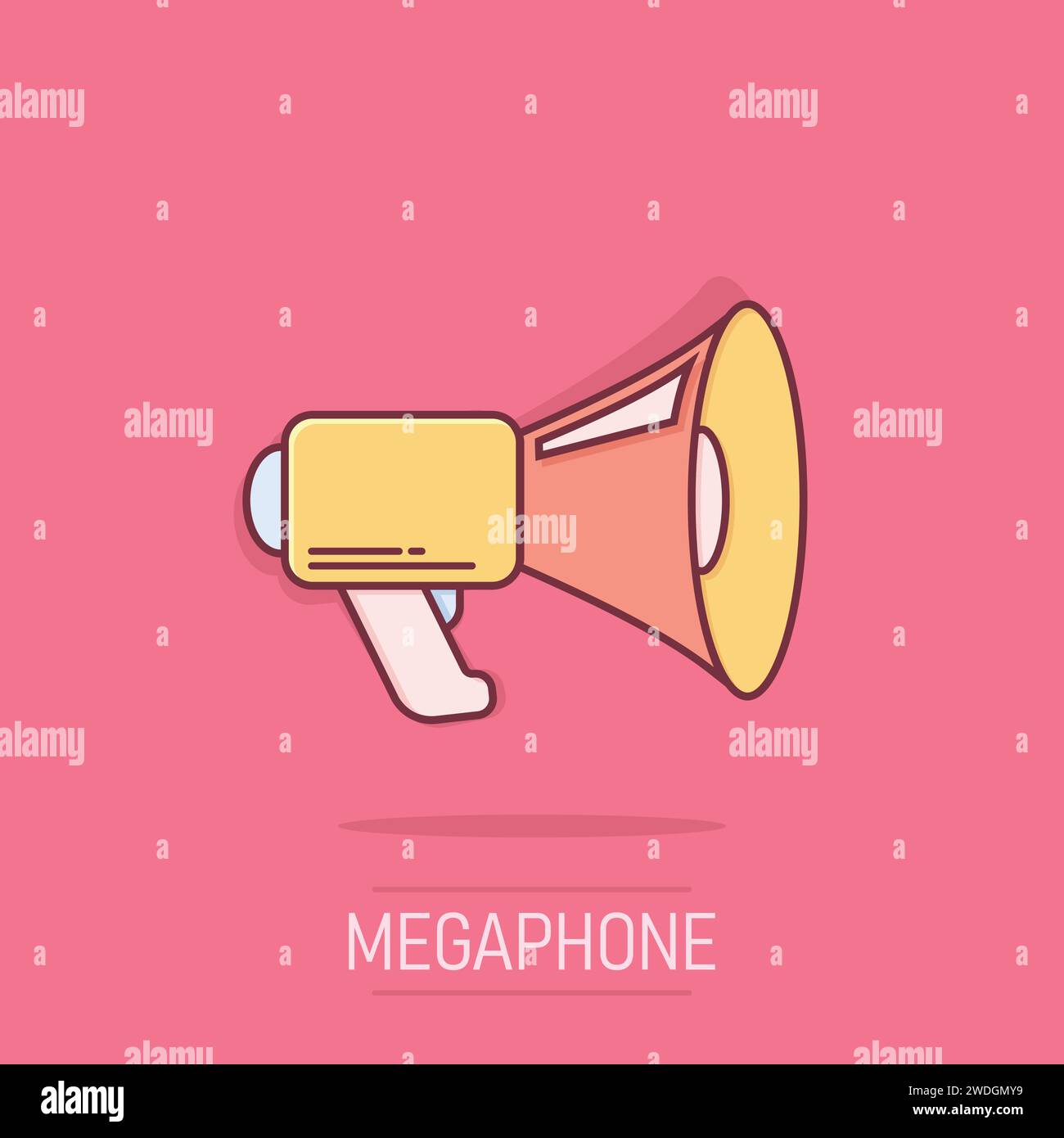 Megaphone speaker icon in comic style. Bullhorn vector cartoon ...