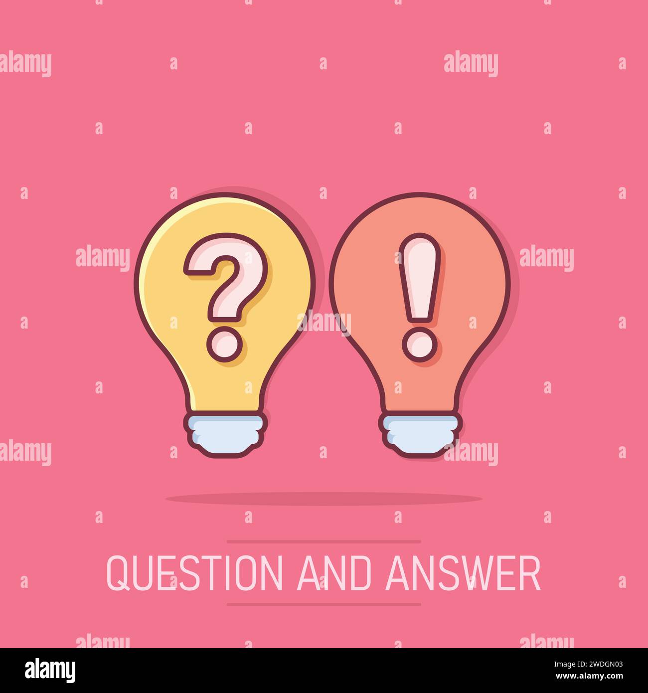 Problem solution icon in comic style. Light bulb idea vector cartoon ...