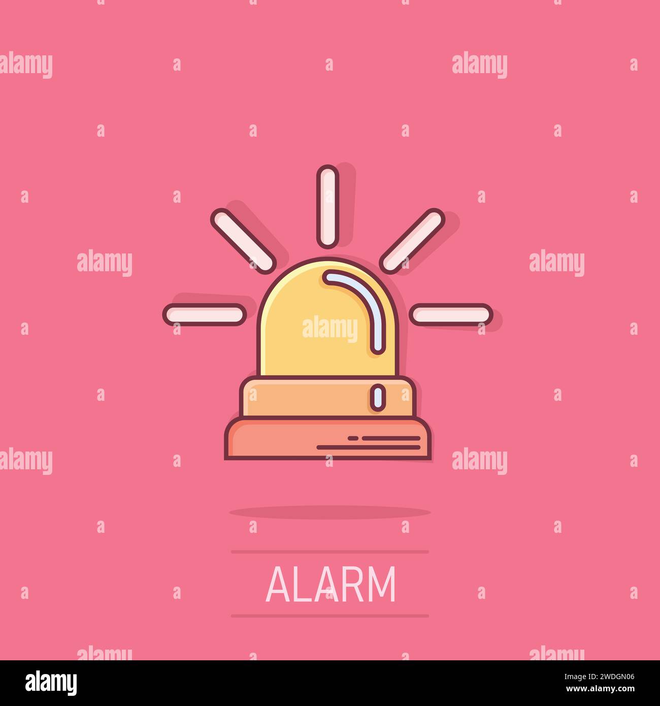 Emergency siren icon in comic style. Police alarm vector cartoon ...