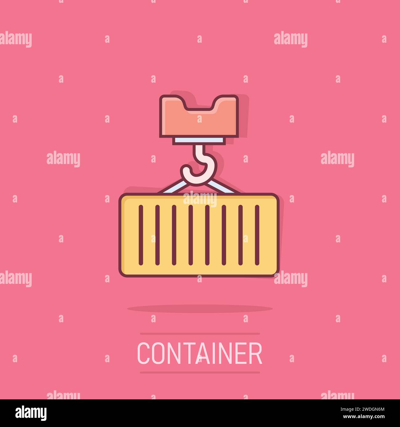 Container icon in comic style. Delivery cargo cartoon vector ...