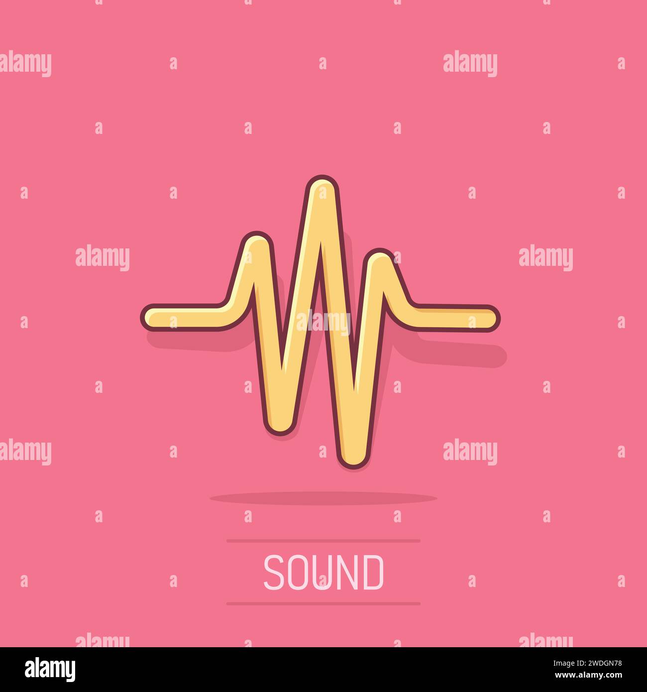 Sound wave icon in comic style. Heart beat vector cartoon illustration ...