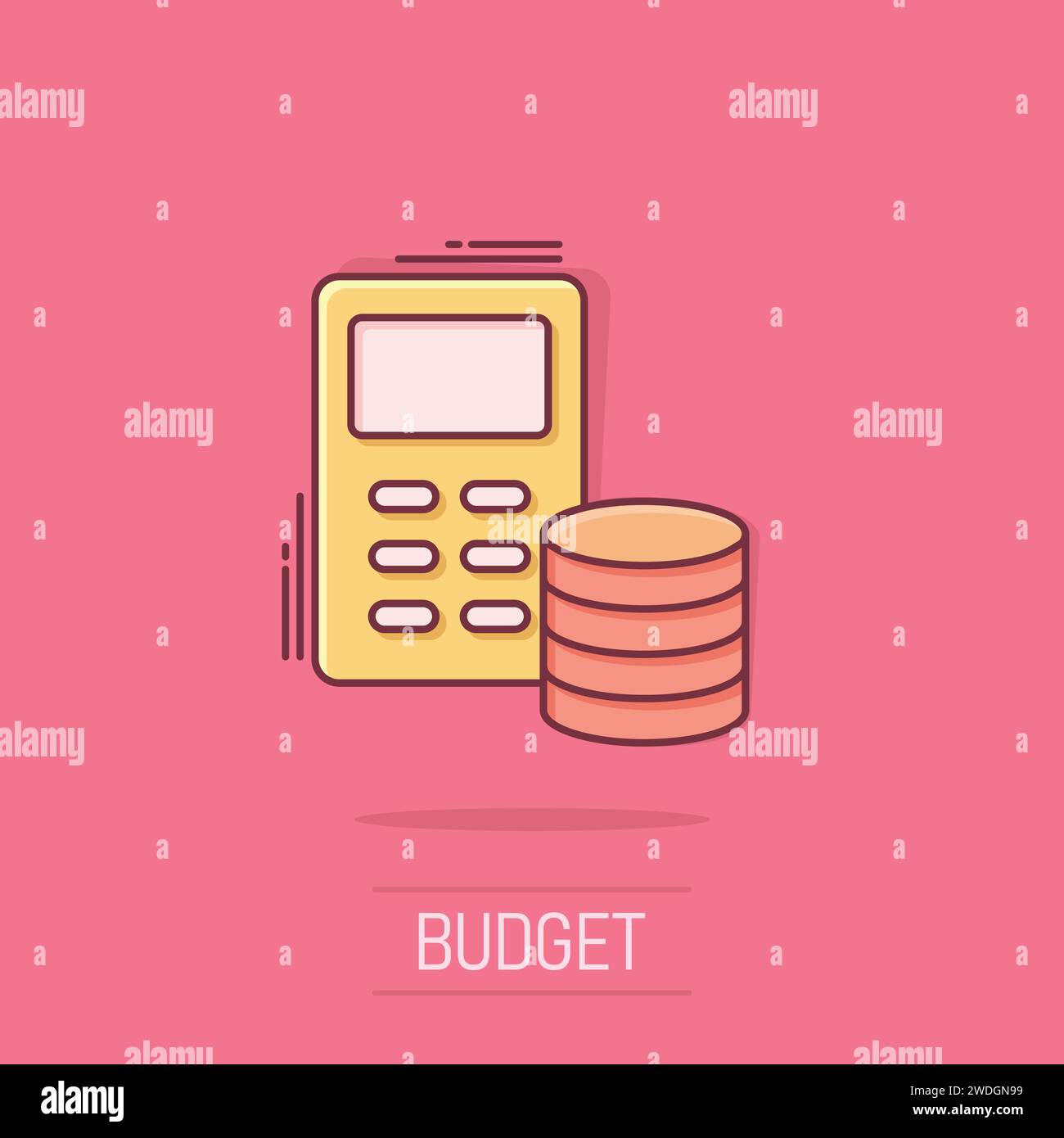 Money calculation icon in comic style. Budget banking vector cartoon ...