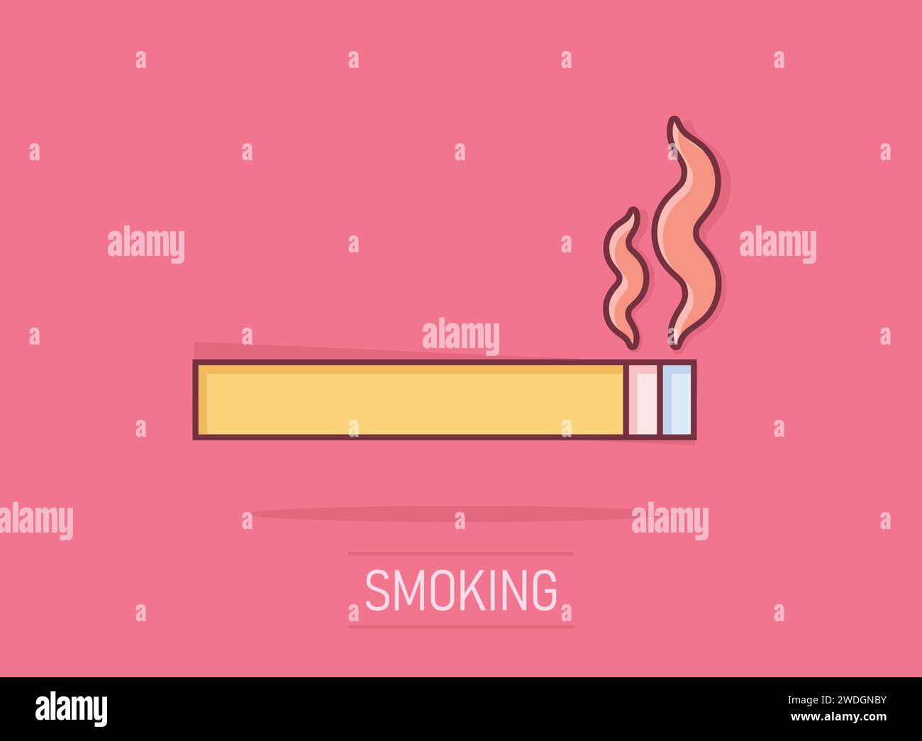 Cigarette icon in comic style. Smoke cartoon vector illustration on ...