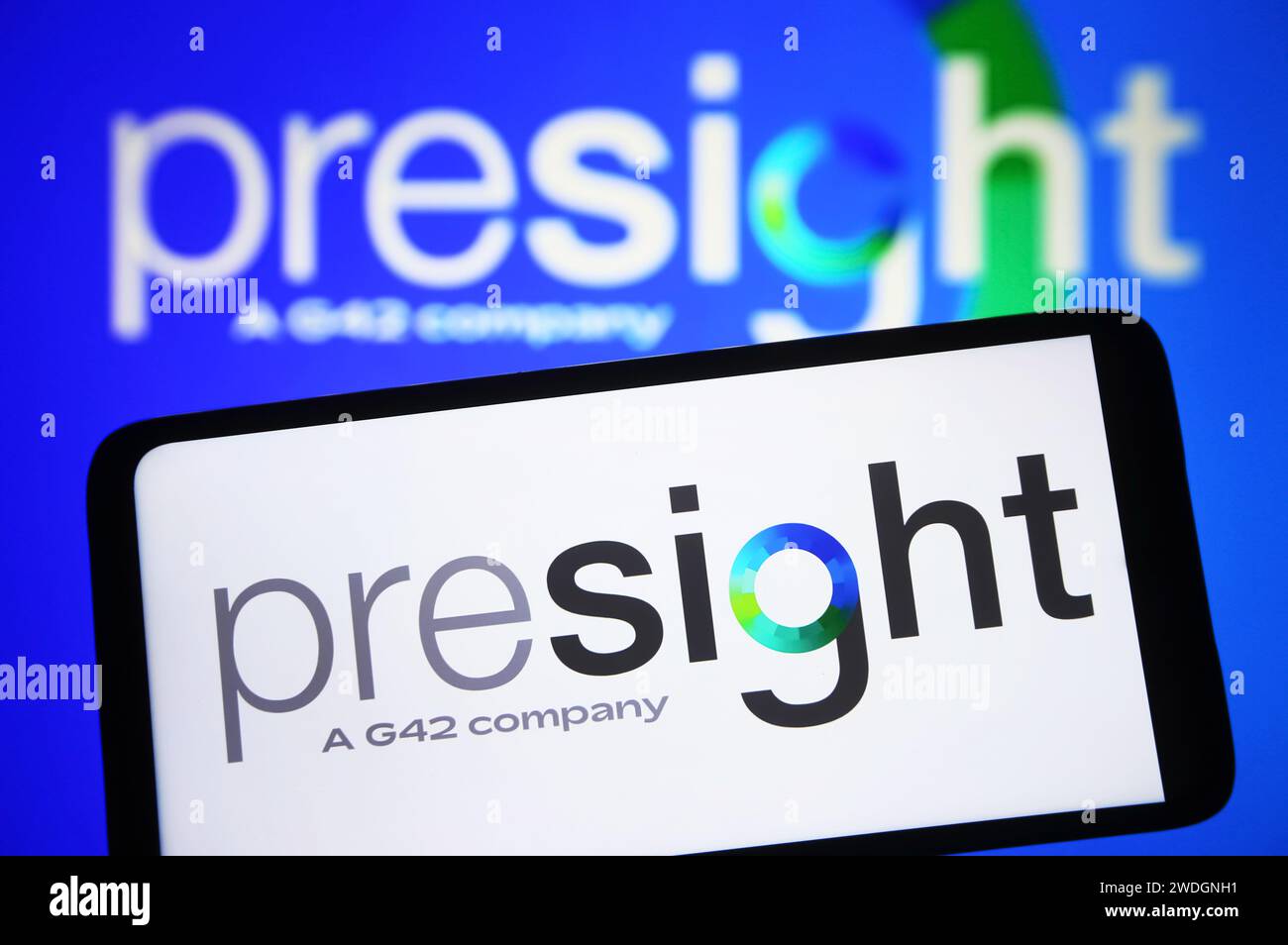 In this photo illustration, the Presight AI logo is seen on a ...