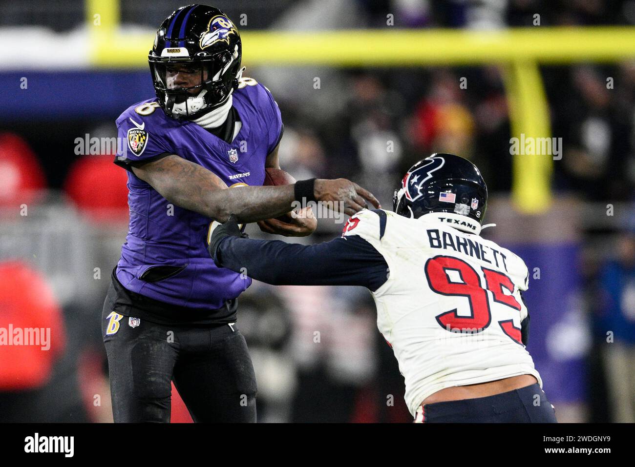 Houston Texans defensive end Derek Barnett (95) pressures Baltimore ...