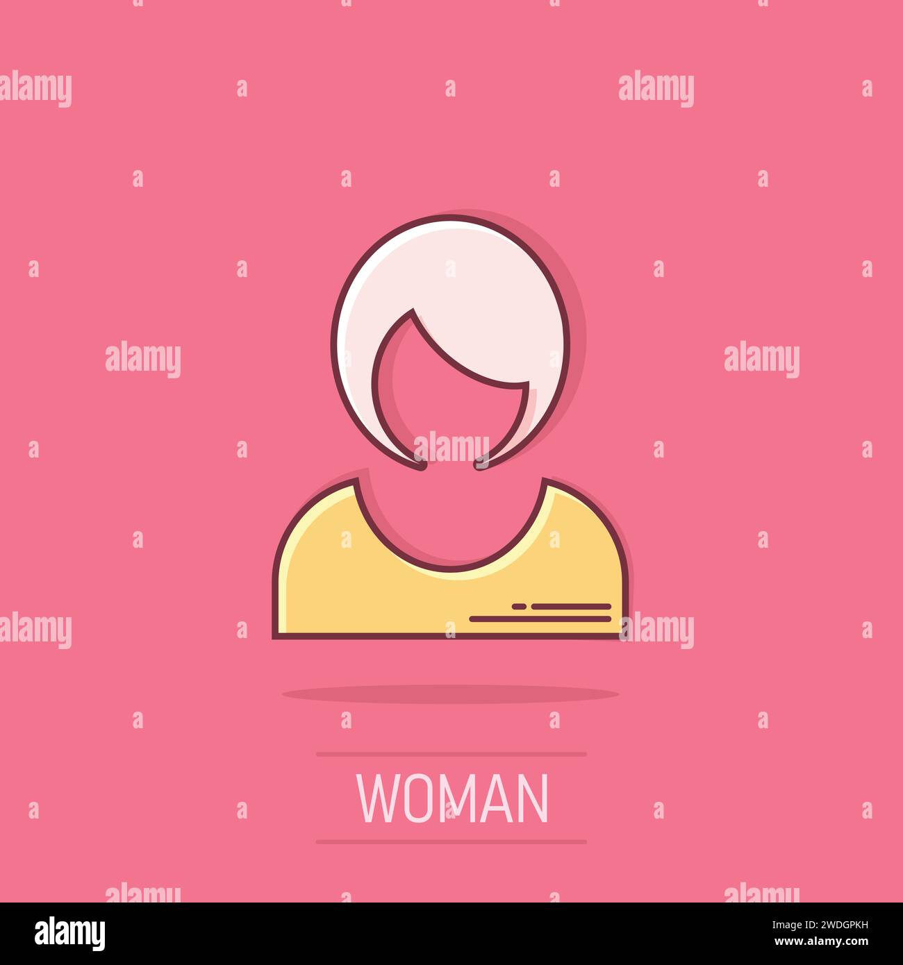 Woman sign icon in comic style. Female avatar vector cartoon ...