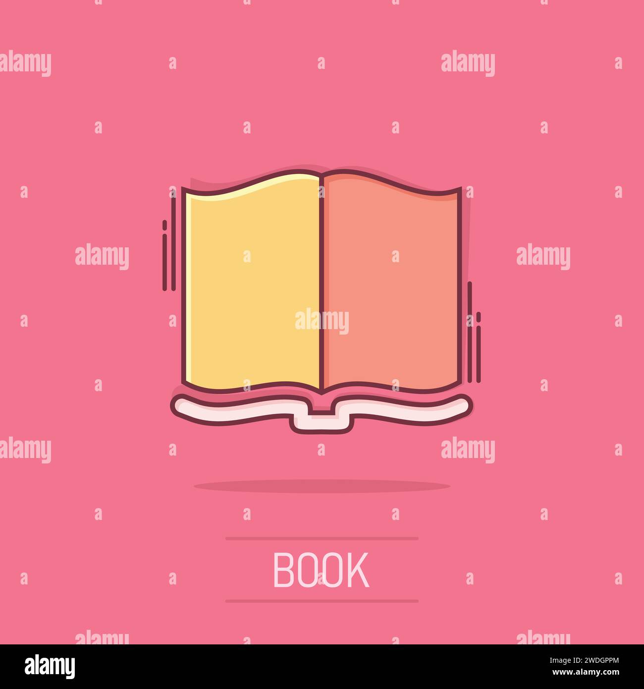 Open book icon in comic style. Literature vector cartoon illustration ...