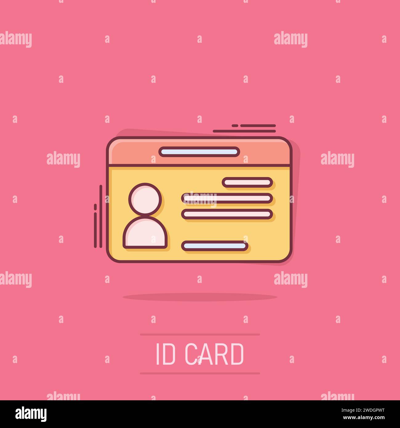 Id card icon in comic style. Identity tag vector cartoon illustration ...