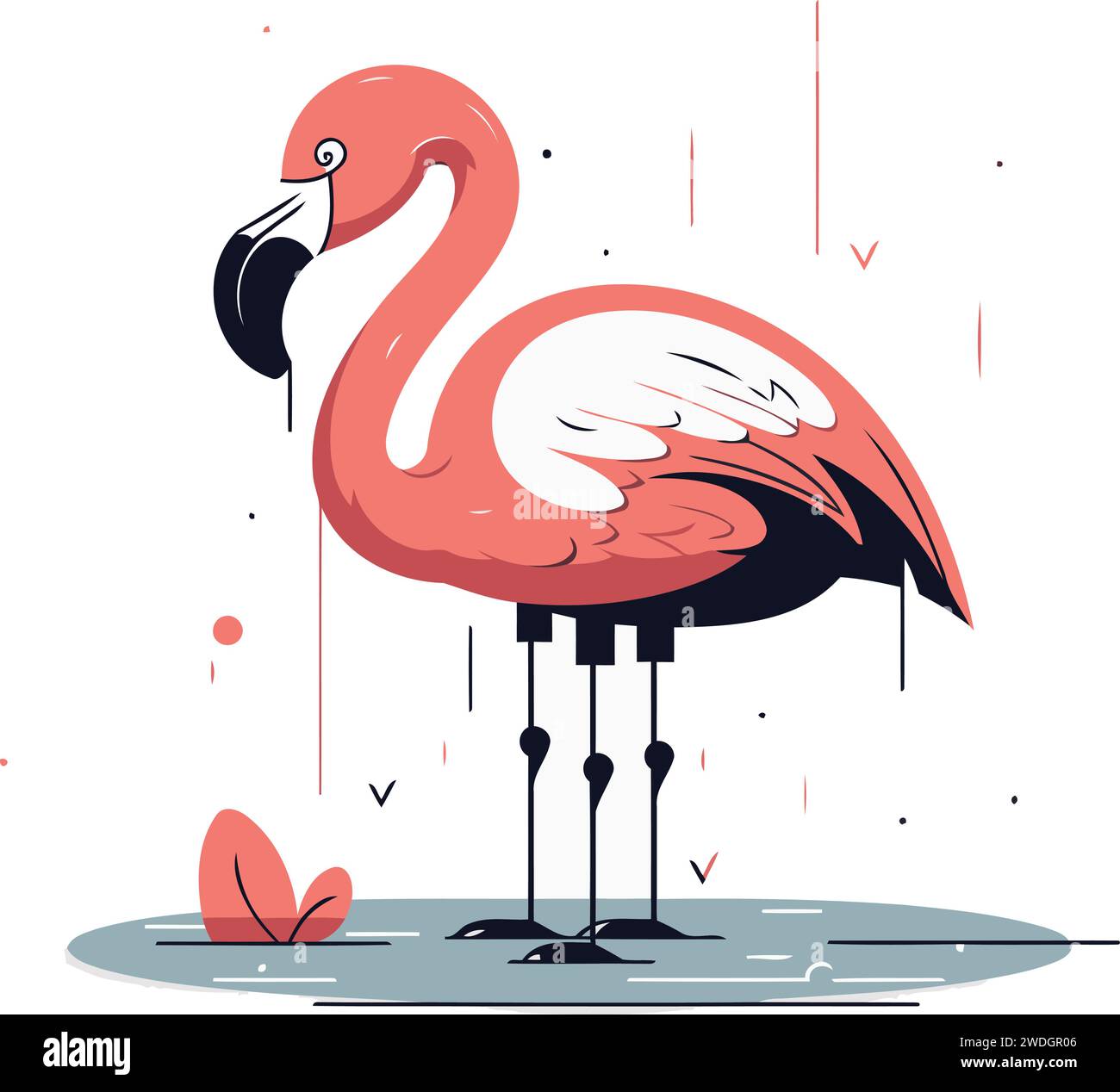 Flamingo. Vector illustration in flat style on white background Stock ...