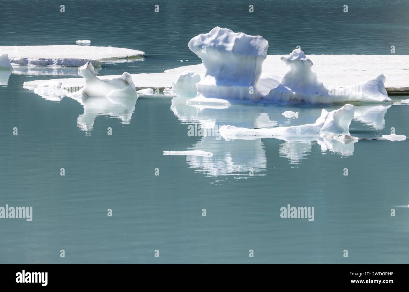 Icebergs floating in Upper Grinnell Lake in Glacier National Park ...