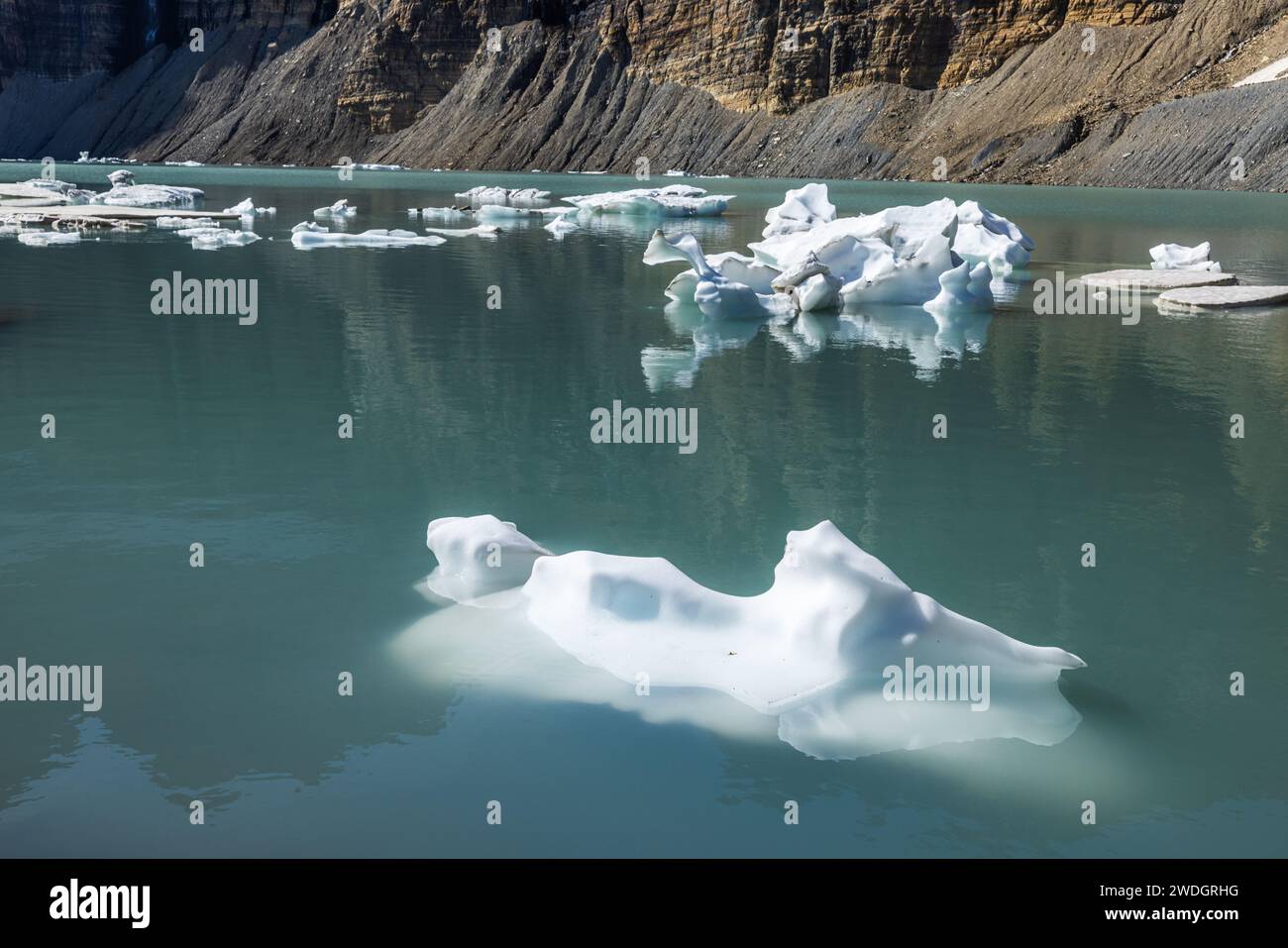 Icebergs floating in Upper Grinnell Lake in Glacier National Park ...