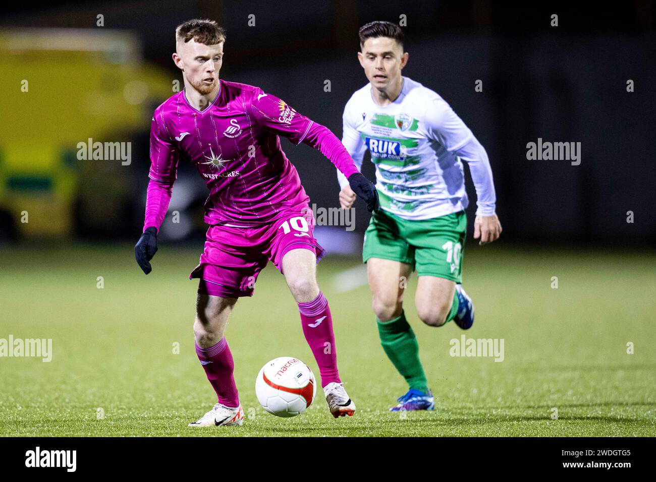 Barry, UK. 20th Jan, 2024. Liam Smith of Swansea City in action The New ...