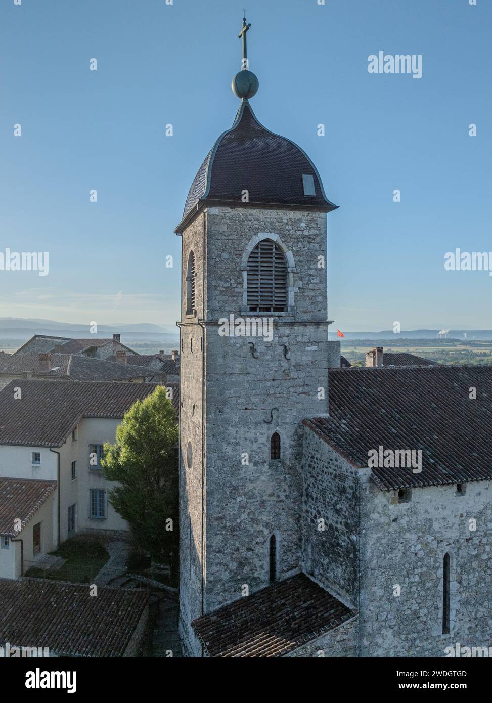The fortified church of Sainte-Marie-Madeleine in the medieval town of ...