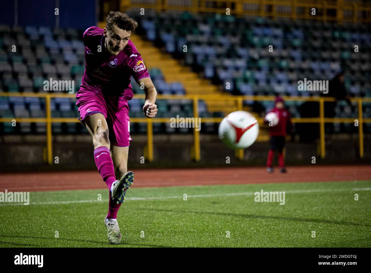 Barry, UK. 20th Jan, 2024. Mitchell Bates of Swansea City in action ...