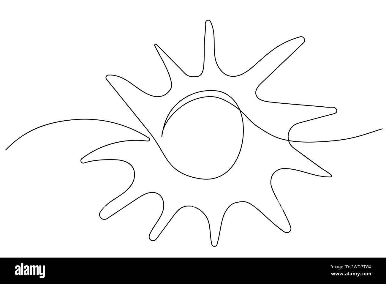Continuous line art circle sun, single line sketch,doodle isolated on ...