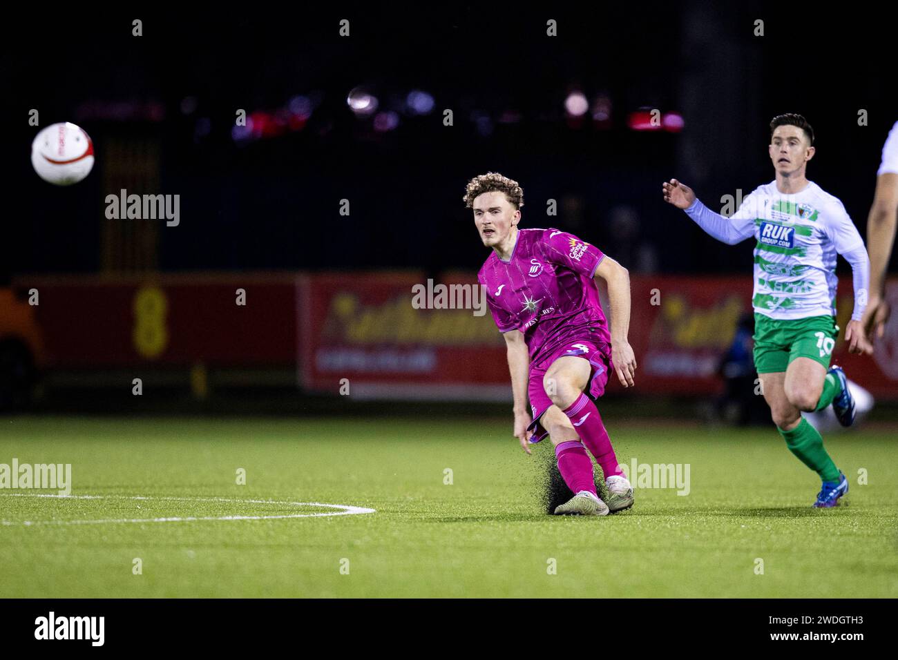 Barry, UK. 20th Jan, 2024. Mitchell Bates of Swansea City in action ...