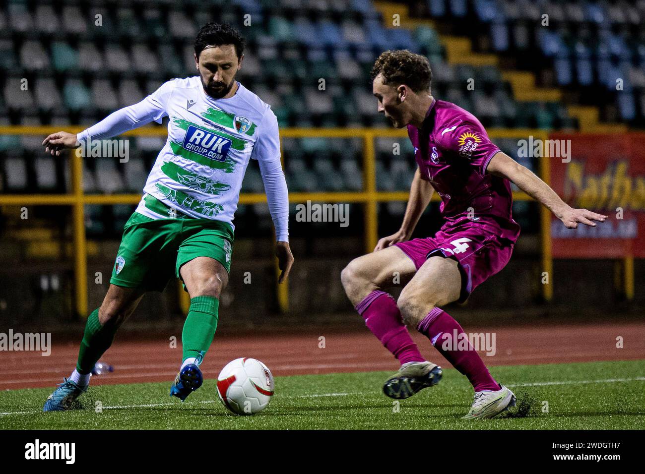 Barry, UK. 20th Jan, 2024. Ryan Brobbel of TNS in action. The New ...