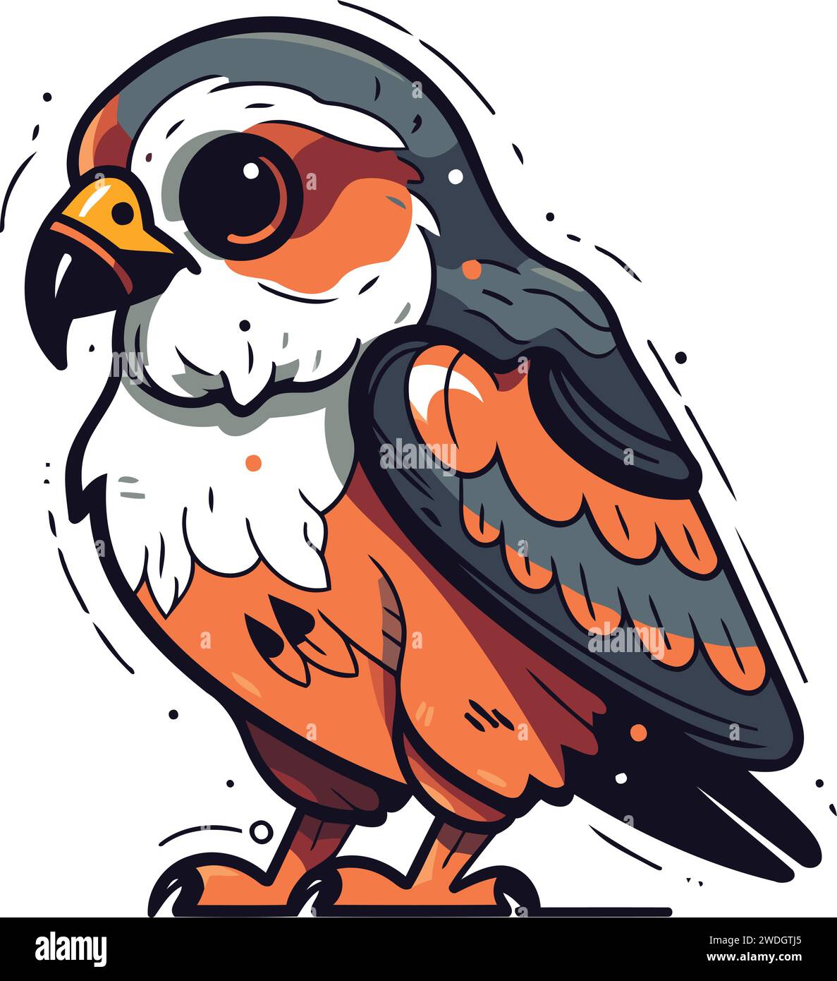 Vector illustration of a cartoon hawk. Isolated on white background ...