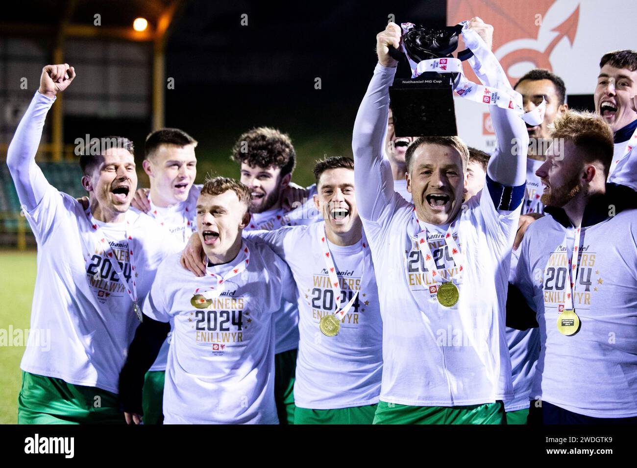 Barry, UK. 20th Jan, 2024. Chris Marriott of TNS lifts the Nathaniel MG ...