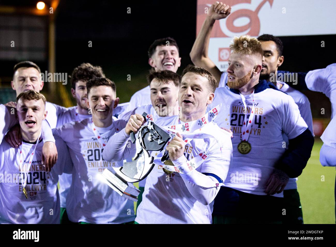 Barry, UK. 20th Jan, 2024. Chris Marriott of TNS lifts the Nathaniel MG ...