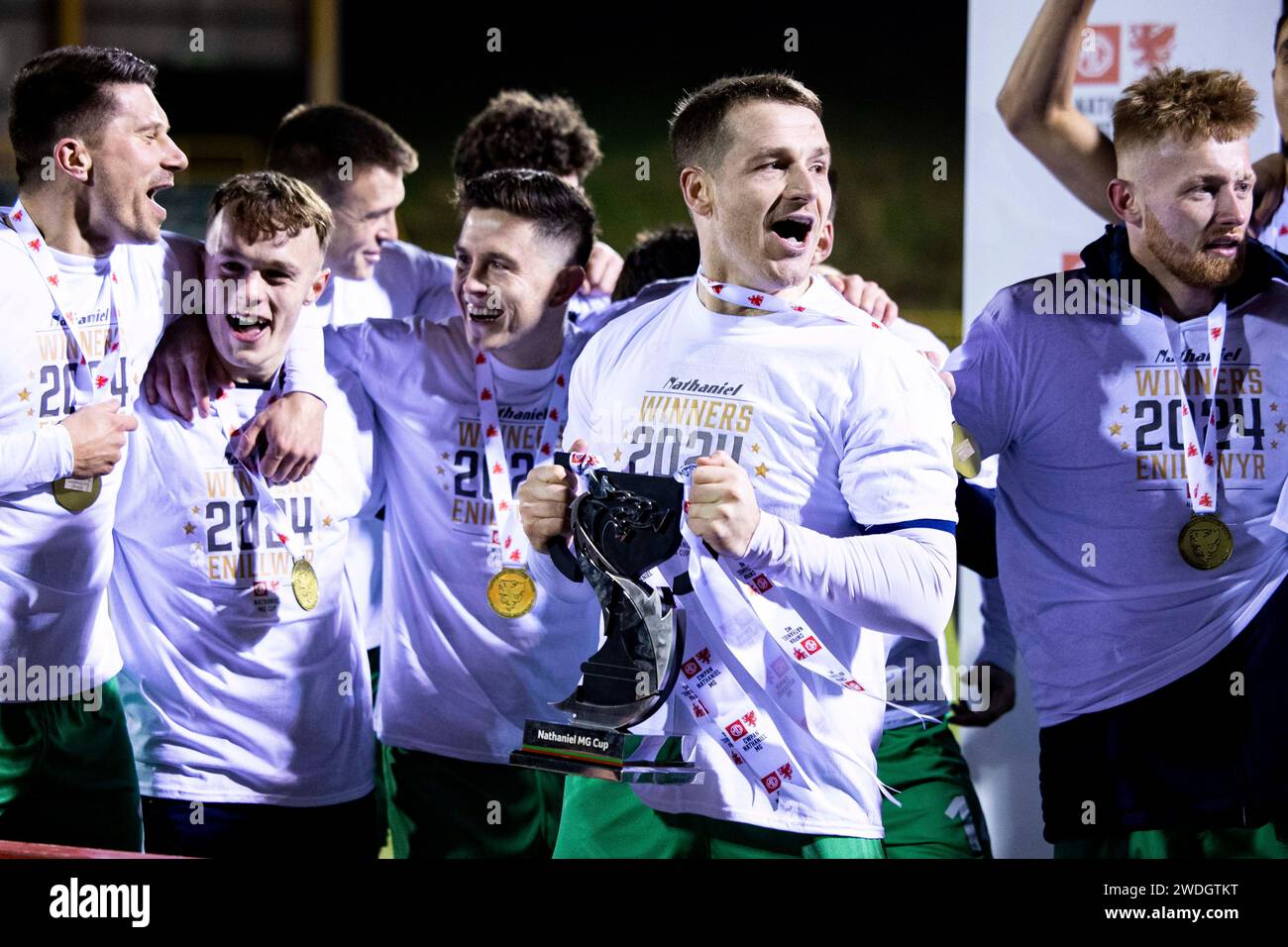 Barry, UK. 20th Jan, 2024. Chris Marriott of TNS lifts the Nathaniel MG ...